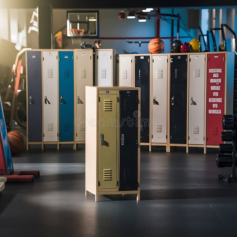 Gym locker in a floor room stock photo. Image of floor - 344826432