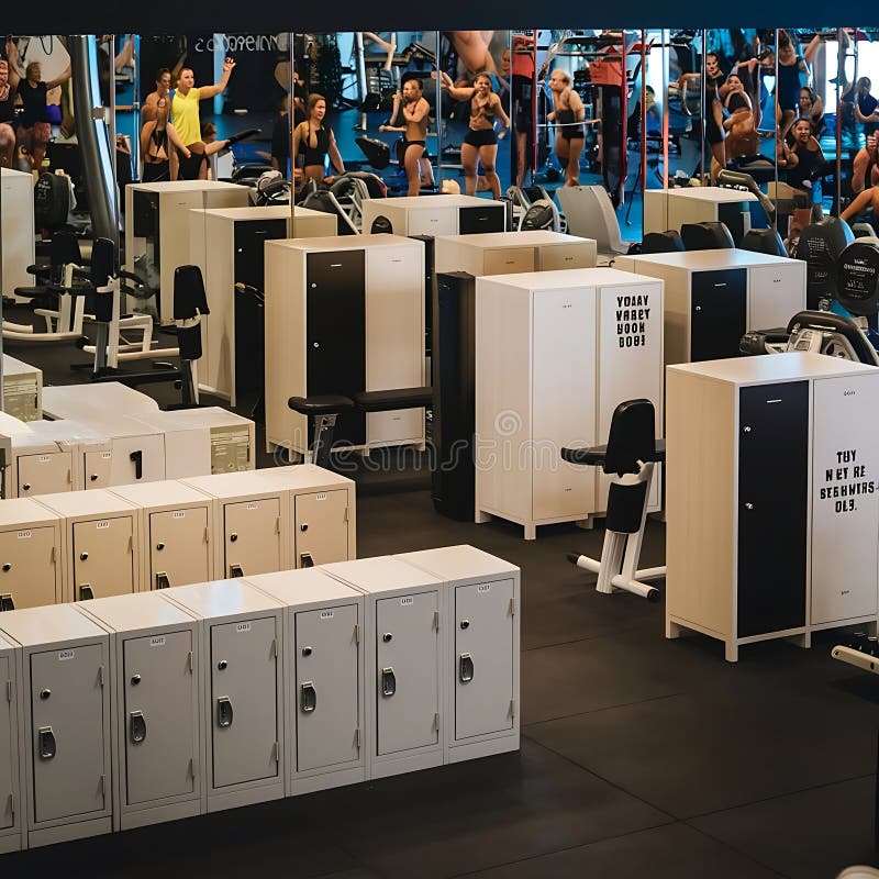 Gym locker in a floor room stock image. Image of cleanliness - 344826463