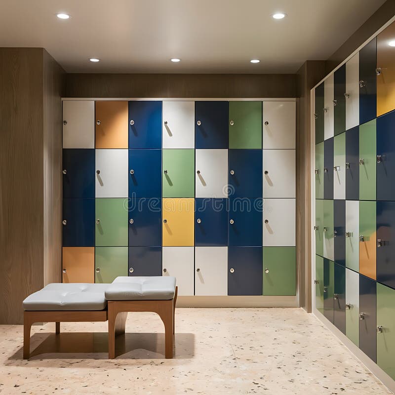 Gym locker in a floor room stock image. Image of durable - 344826555