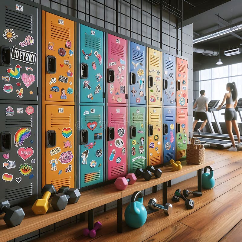 Gym locker in a floor room stock image. Image of maintenance - 344826579
