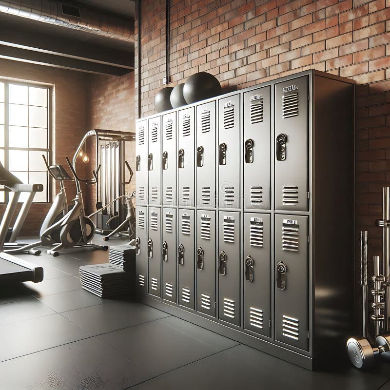 Gym locker in a floor room stock image. Image of efficient - 344826585