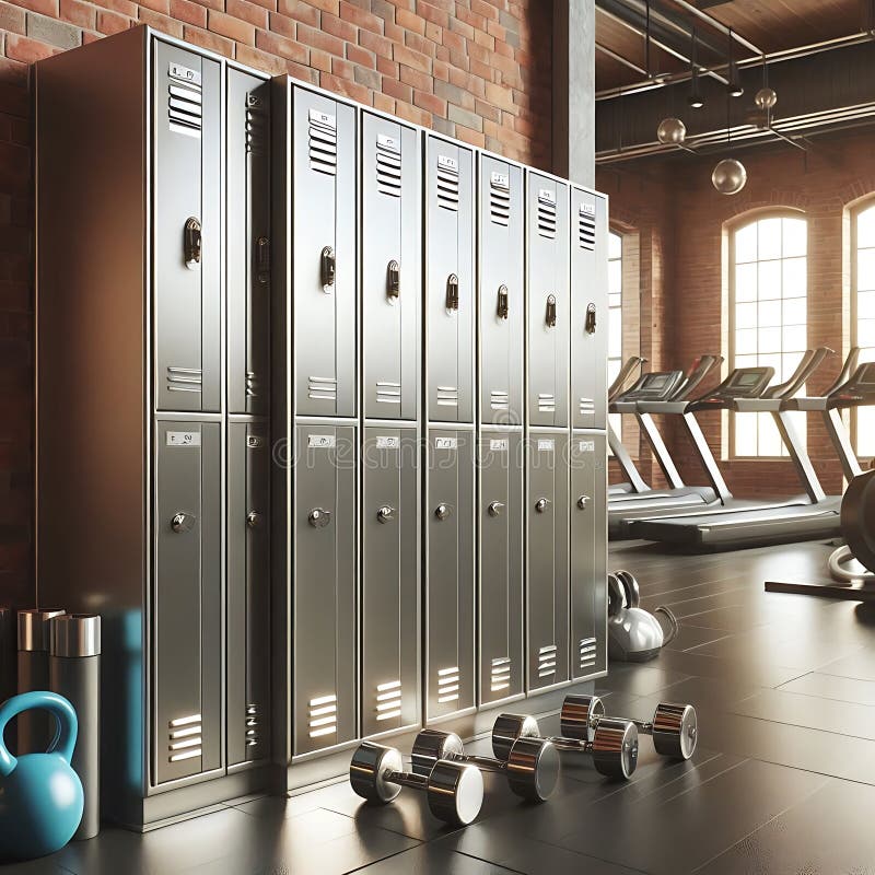 Gym locker in a floor room stock photo. Image of essentials - 344826634