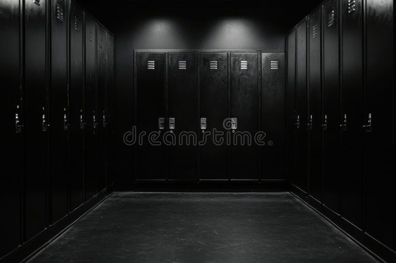 Gym Locker Minimalist Dark Locker Room Interior for Gym and School ...