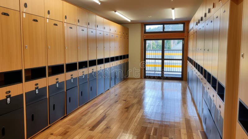 Gym Locker Modern Interior Design of Secure Wooden Locker Room with ...