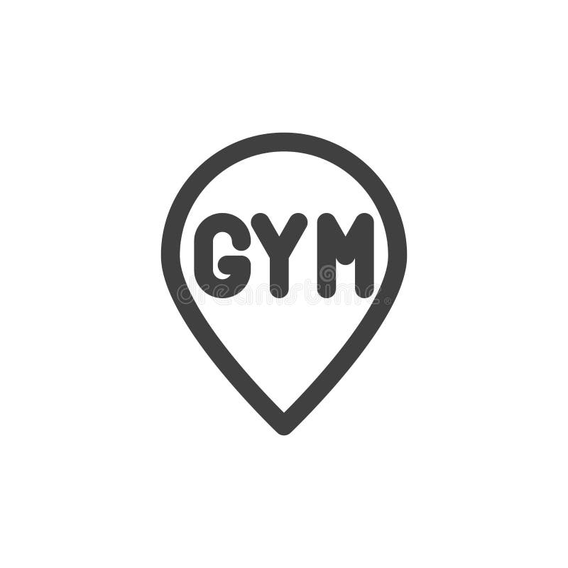 Gym map pointer line icon stock vector. Illustration of vector - 196839922