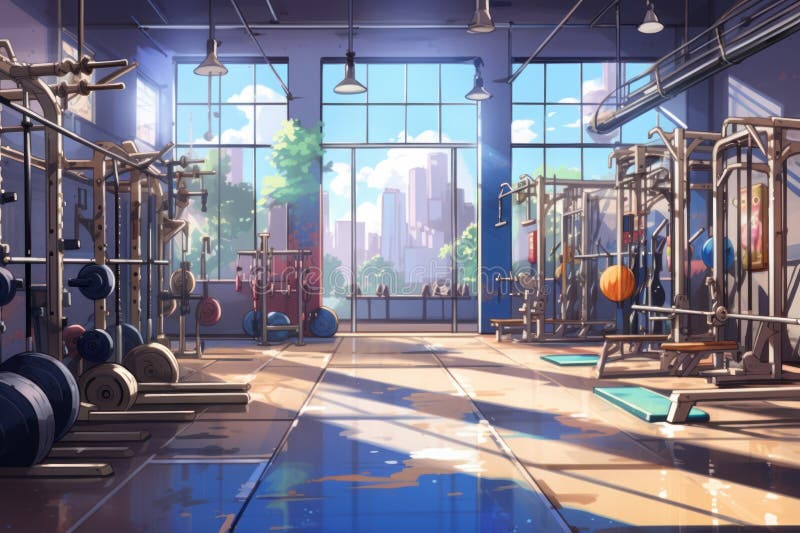 Gym Morning Anime Visual Novel Game. Generate Ai Stock Illustration ...
