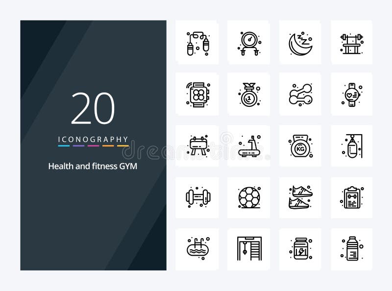 20 Gym Outline Icon for Presentation Stock Vector - Illustration of ...