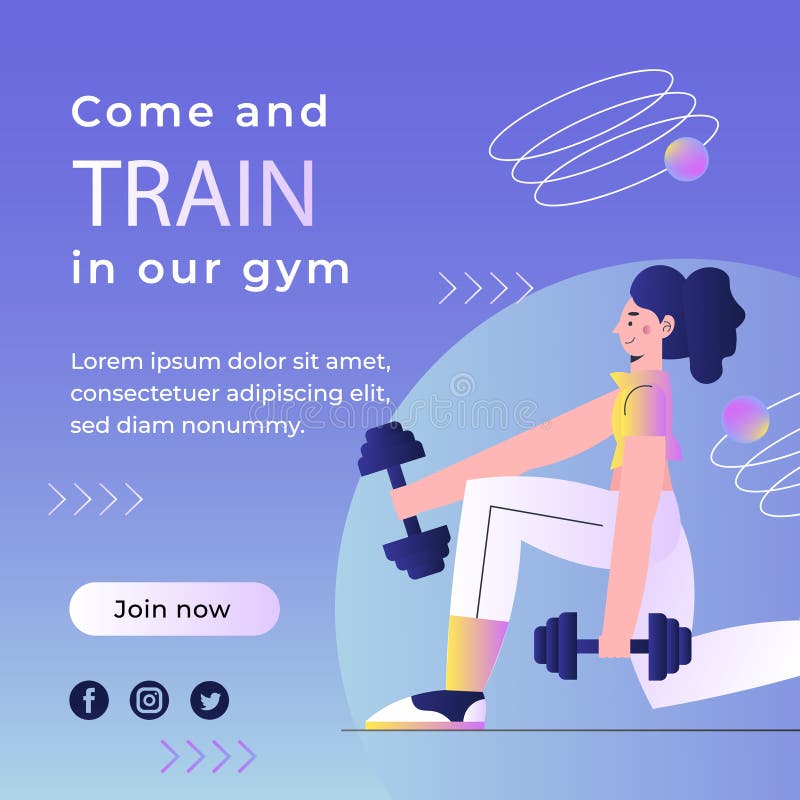 Gym Post Fitness Train Template Design Vector Illustration. Stock ...