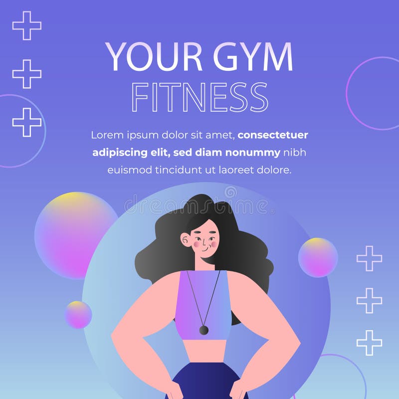 Gym Post Fitness Train Template Design Vector Illustration. Stock ...