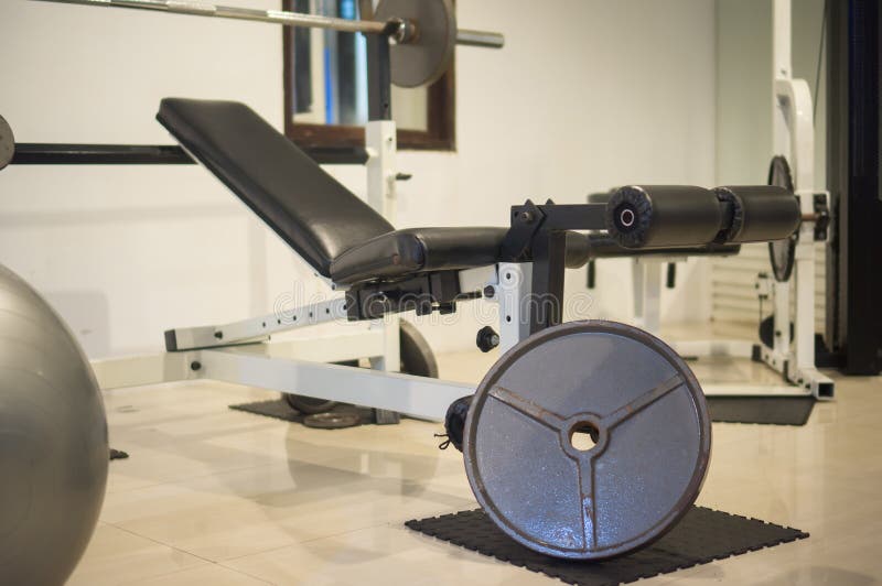 Gym with Power Dumbell Lifting Equipment in Evening Stock Image - Image ...