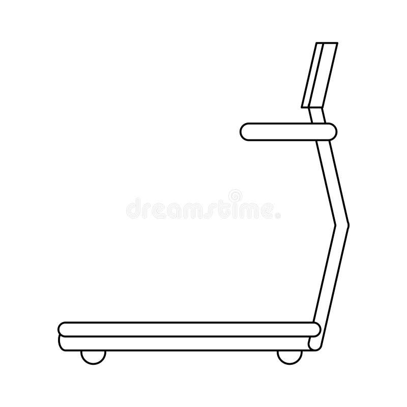Gym Running Machine Black and White Stock Vector - Illustration of ...