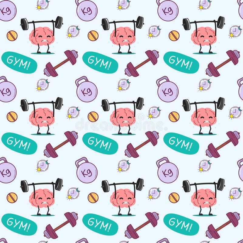 Gym Seamless Pattern Design Stock Vector - Illustration of symbol, body ...