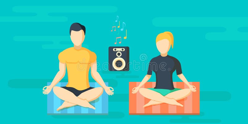 Gym Training Relaxation Exercises Stock Vector - Illustration of music ...