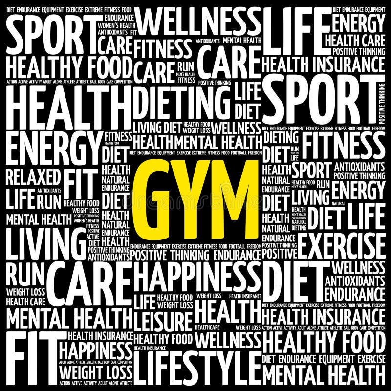 GYM Word Cloud Collage Background Stock Illustration - Illustration of ...