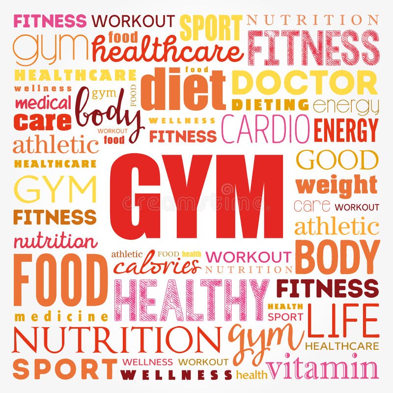 GYM Word Cloud Collage Background Stock Illustration - Illustration of ...