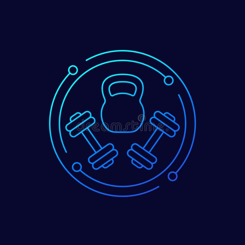 Gym and Workout Icon, Linear Design Stock Vector - Illustration of ...
