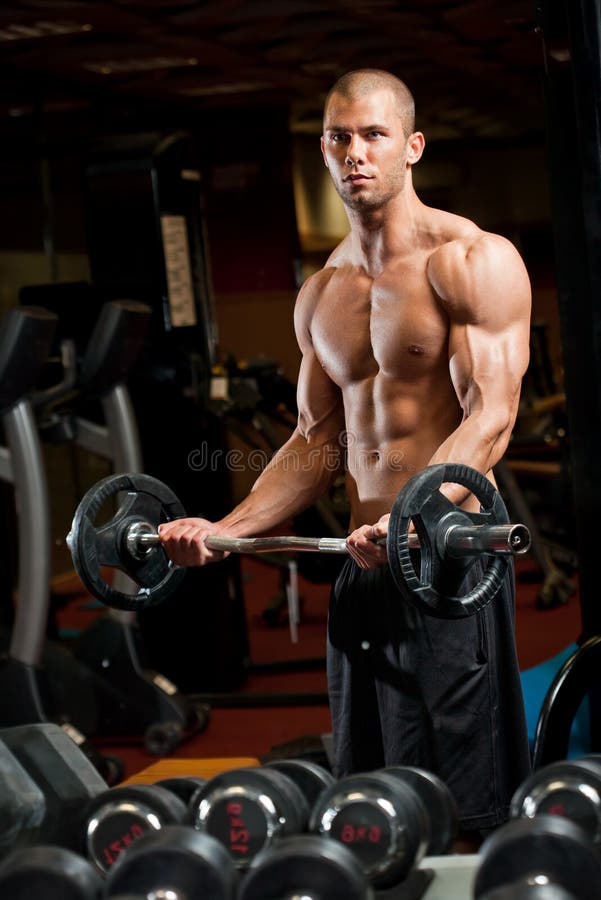 Portrait Fit Lean Young Man Exercising Gym Stock Photos - Free ...
