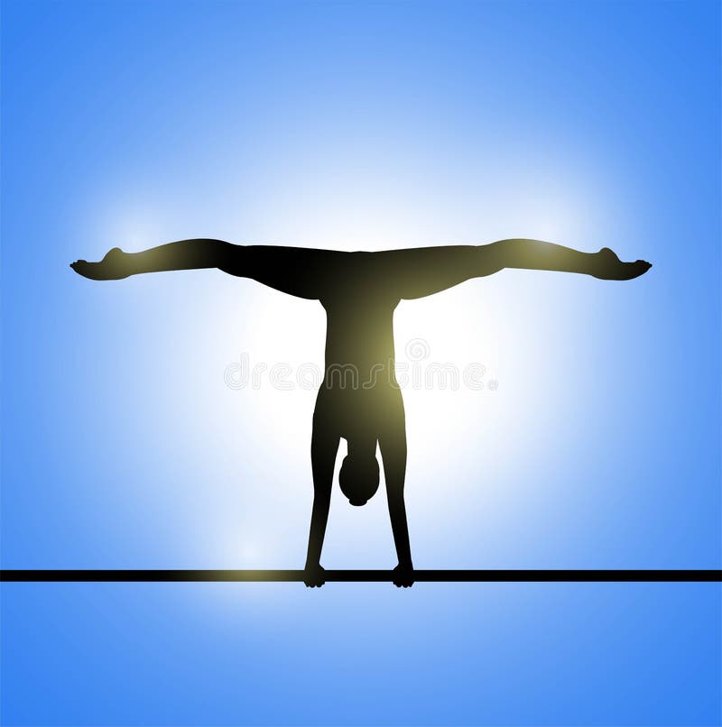 Gymnast Athlete during an Exercise on Parallel Stock Vector ...