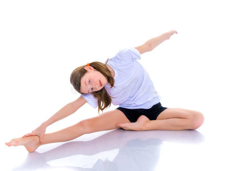 The Gymnast Perform an Acrobatic Element on the Floor. Stock Image ...