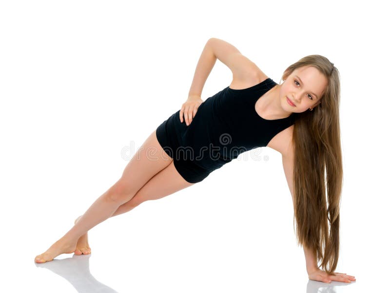 The Gymnast Perform an Acrobatic Element on the Floor. Stock Image ...