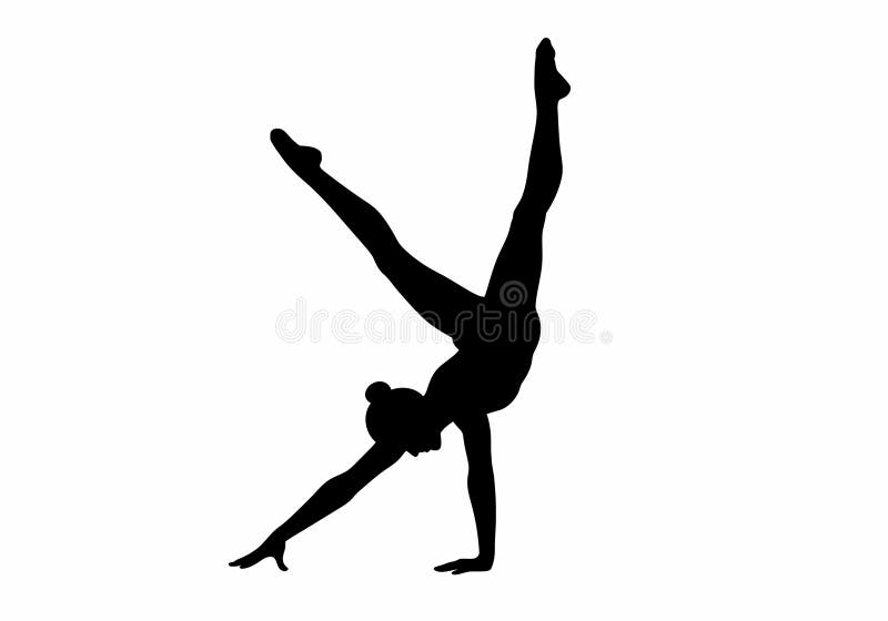 Gymnast splits silhouette stock vector. Illustration of balance - 378155241