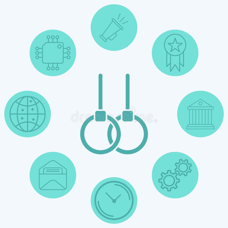 Gymnastic Ring Dips Exercise. Flat Vector Illustration Stock ...