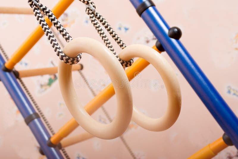 Gymnastic Rings at Kids Playground Stock Image - Image of suspended ...