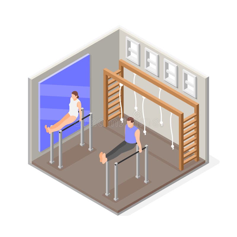 Gymnastics Bars Isometric Composition Stock Vector - Illustration of ...