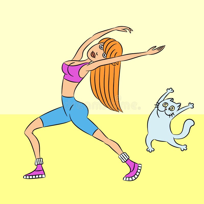 Gymnastics with the Cat. Vector Illustration Stock Vector ...