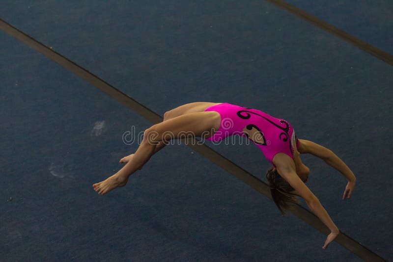 Gymnastics Young Girls Warm Up Floor Editorial Photography - Image of ...