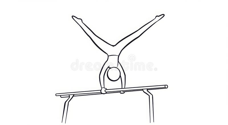 Gymnastics Handstand on Parallel Bars, Simple Black and White Li Stock ...