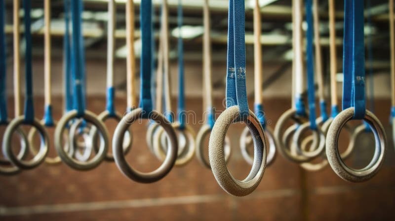 Gymnastics Rings Hanging in an Empty Training Facility. Generative AI ...