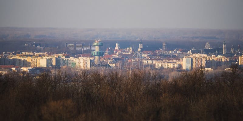 Gyor Cityscape at Winter stock image. Image of landmark - 200095823