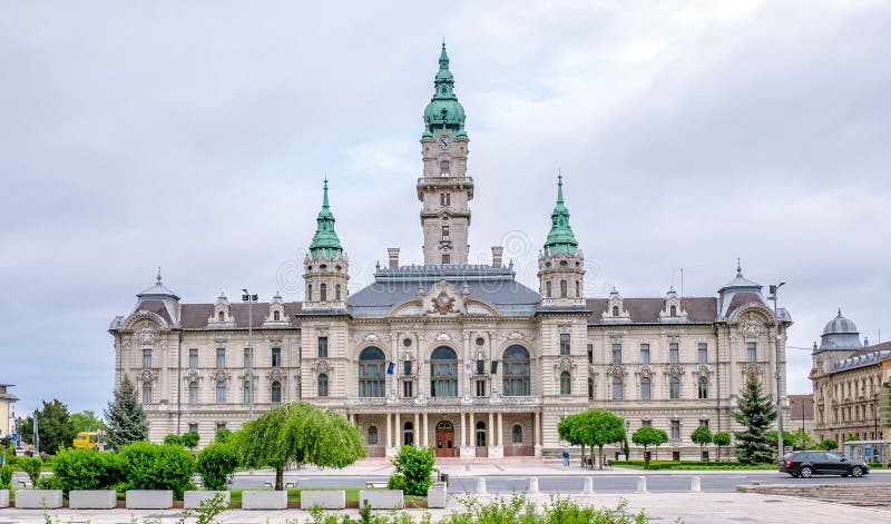 Beautiful Town Hall Building of Gyor Hungary Sunset Stock Photo - Image ...