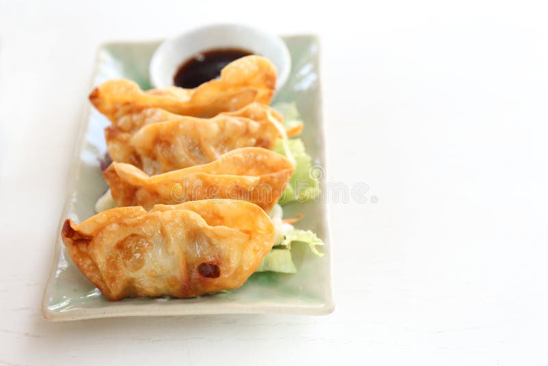 Gyoza on a Plate, Japanese Food Appetizer Stock Image - Image of pork ...
