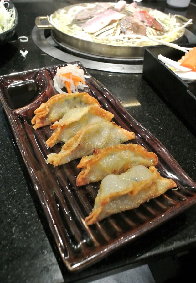 Gyoza, Japanese Fried Dumplings Stock Photo - Image of brown, asian ...