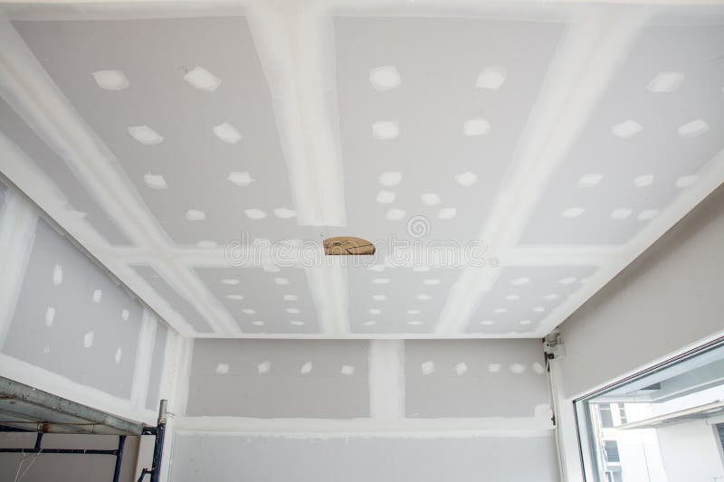 Gypsum Board Ceiling of House at Construction Site Stock Image - Image ...