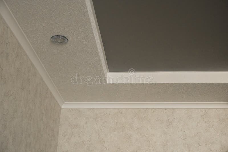Gypsum Board on Grey Ceiling with Lighter Stock Image - Image of ...