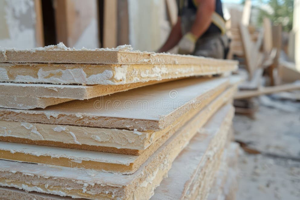 Gypsum Boards and Worker at House Renovation Stock Photo - Image of ...