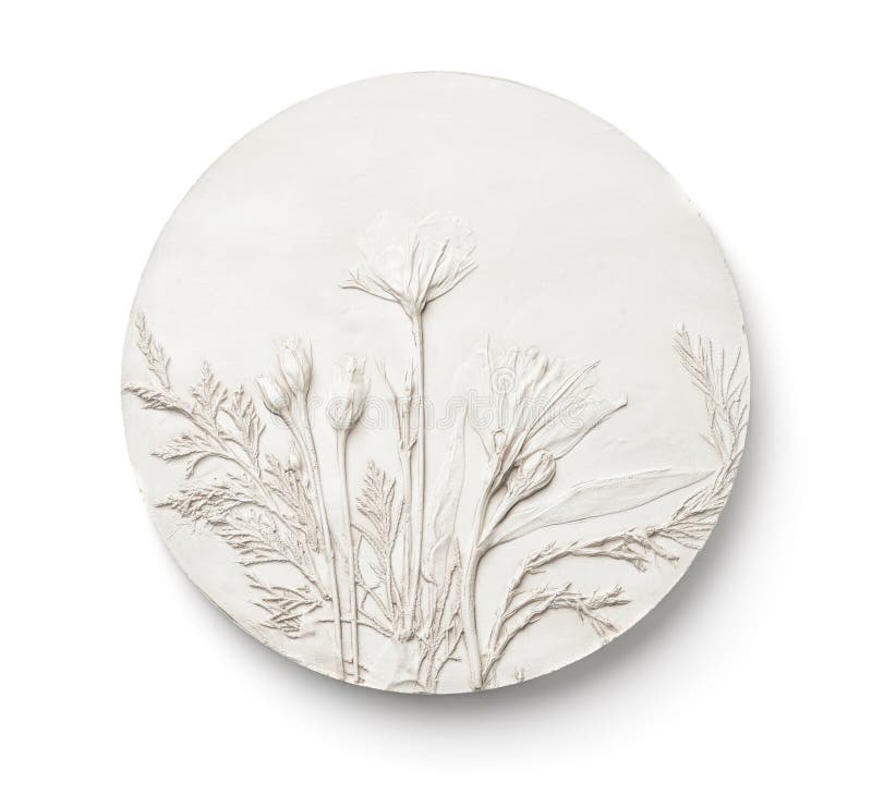Gypsum Handmade Botanical Bas-relief Panel Stock Image - Image of view ...