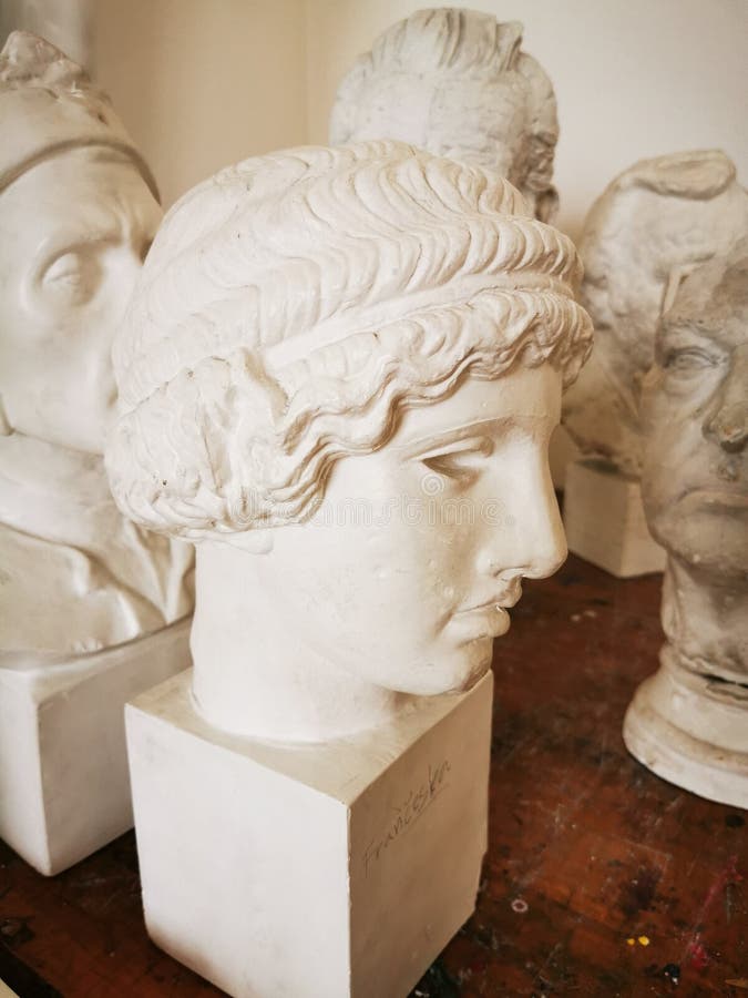 Gypsum head models stock image. Image of drawing, statue - 275713089