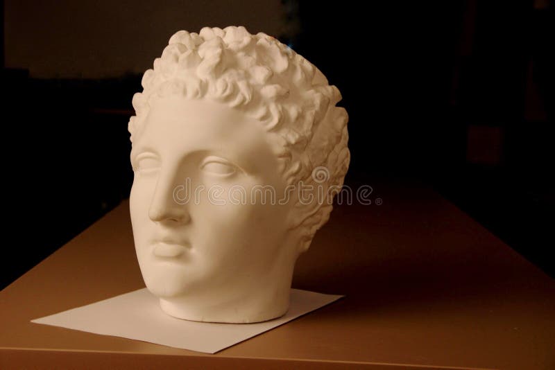Gypsum Man Head on the Table. Stock Image - Image of drawing, table ...
