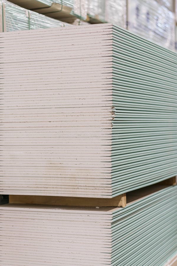 Gypsum Plasterboard in the Pack. the Stack of Gypsum Board Preparing ...