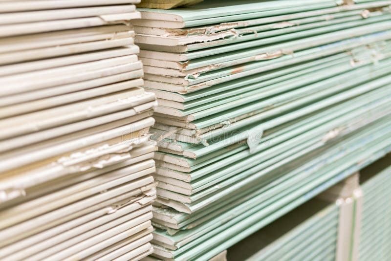 Gypsum Plasterboard in the Pack. the Stack of Gypsum Board Preparing ...