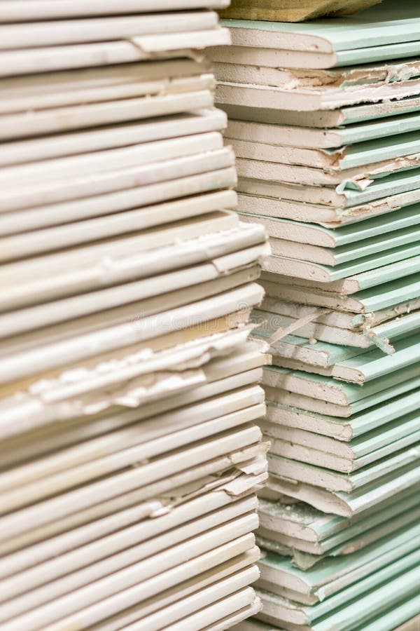 Gypsum Plasterboard in the Pack. the Stack of Gypsum Board Preparing ...