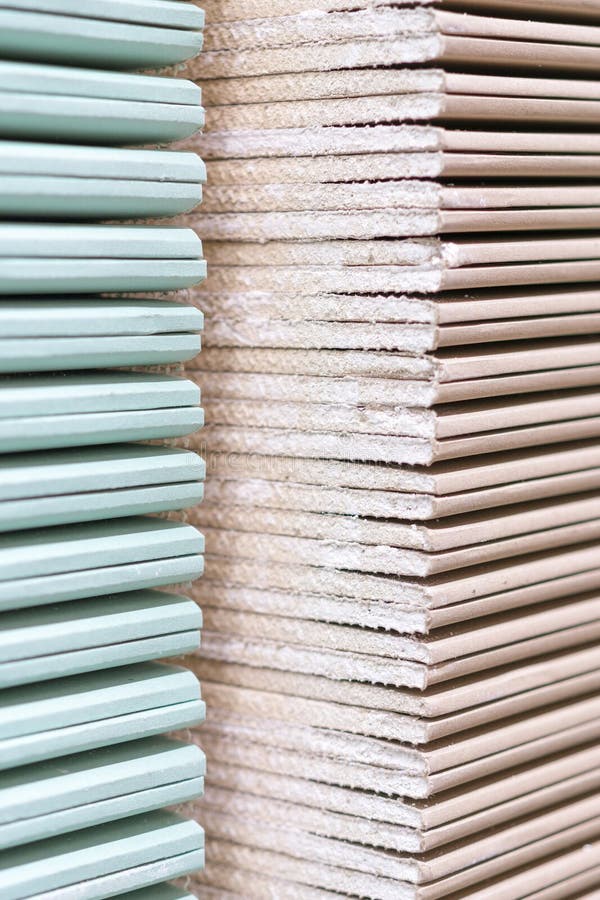 Gypsum Plasterboard in the Pack. the Stack of Gypsum Board Preparing ...