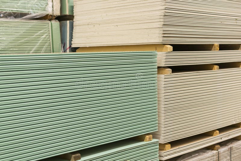 Gypsum Plasterboard in the Pack. the Stack of Gypsum Board Preparing ...
