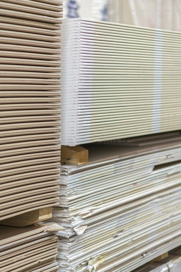 Gypsum Plasterboard in the Pack. the Stack of Gypsum Board Preparing ...
