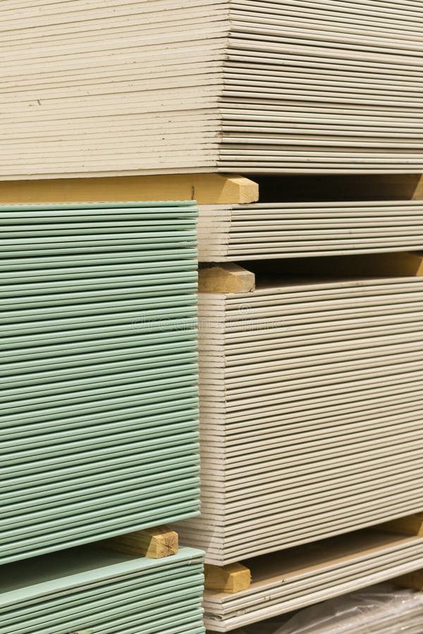 Gypsum Plasterboard in the Pack. the Stack of Gypsum Board Preparing ...