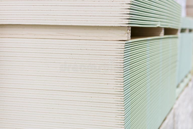 Gypsum Plasterboard in the Pack. the Stack of Gypsum Board Preparing ...